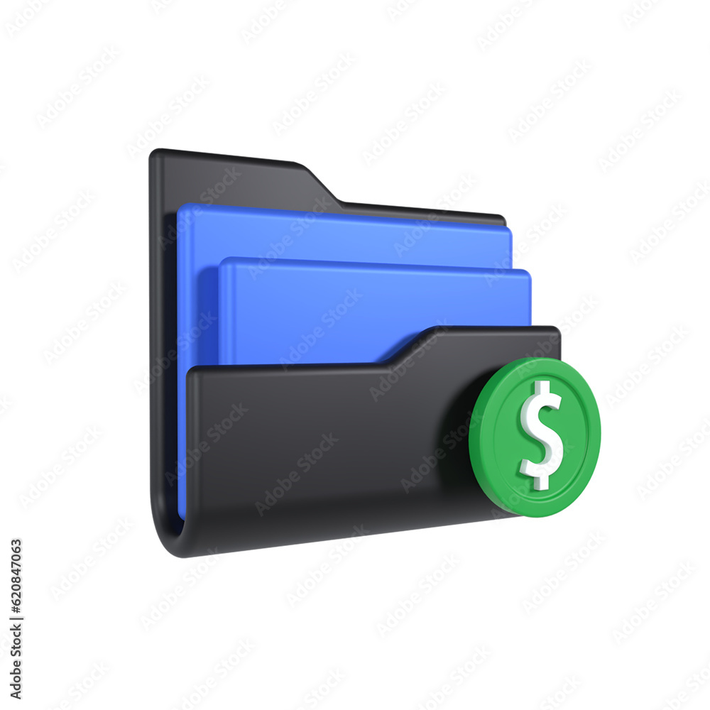 Financial Folder 3D Icon ui png transparent background Stock ...