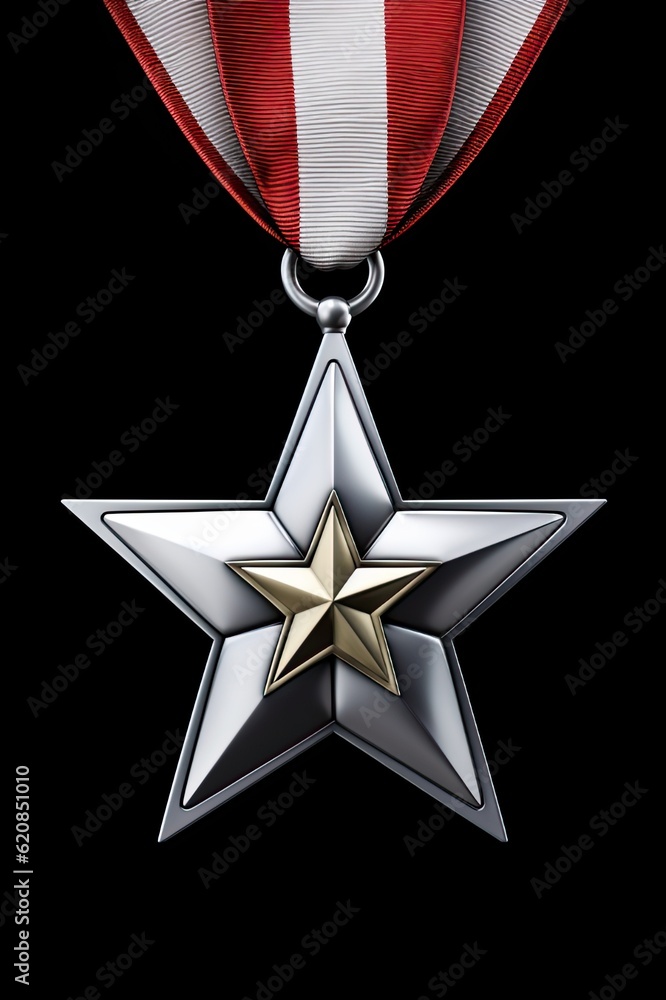 Award Your Achievements with a Shining Silver Star Medal - 3D Render ...