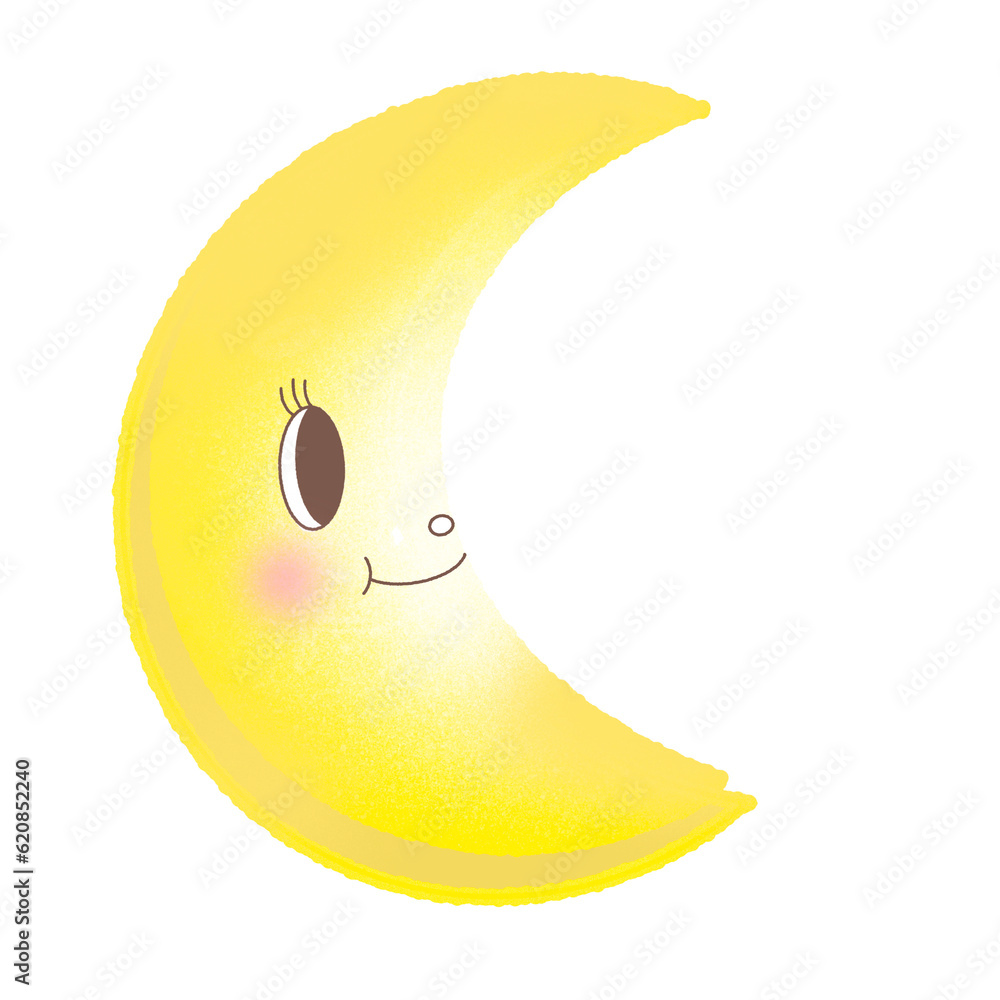 Moon Cartoon Character Clipart. Things in the sky character set. Hand ...