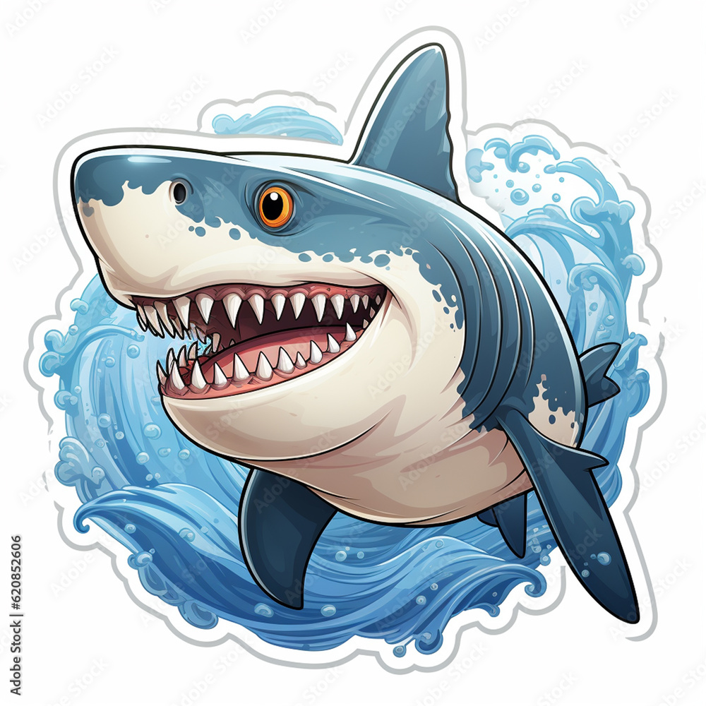 cute shark Sticker Stock Illustration | Adobe Stock