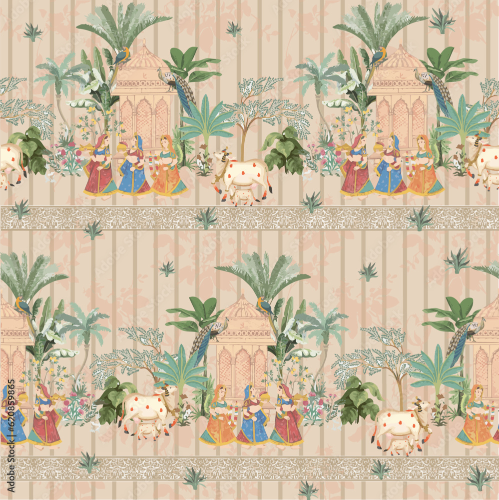 New style Pichwai painting used for digital print. wallpaper background ...