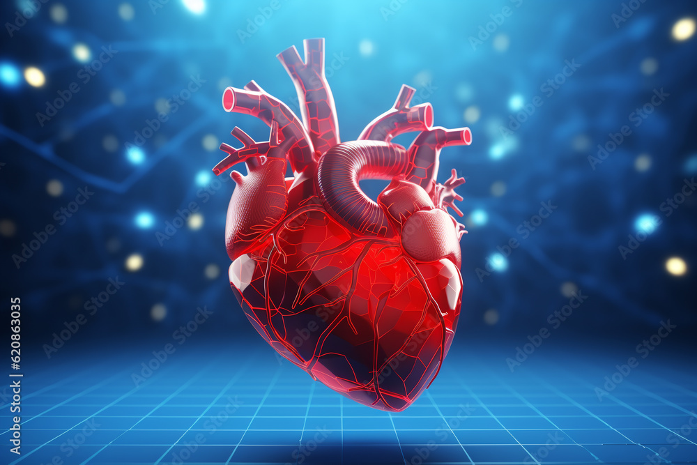Anatomy of Human Heart on medical background. ai generative Stock ...