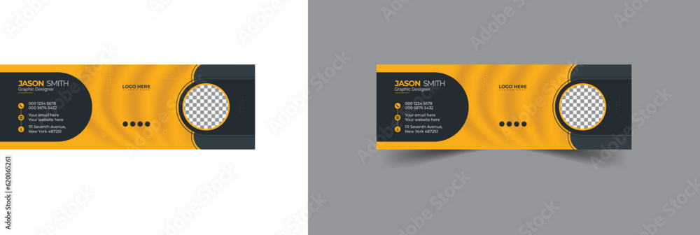 Simple yellow and grey black color Email signature or Modern Email ...