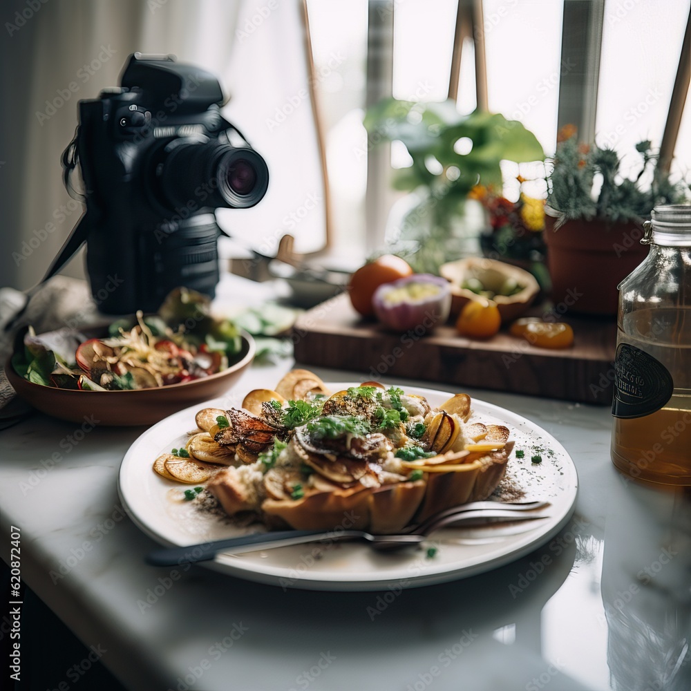 Food photography set up for publishing on social media. An example of ...