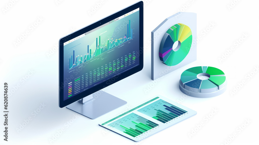 Business presentation data report illustration in isometric view ...