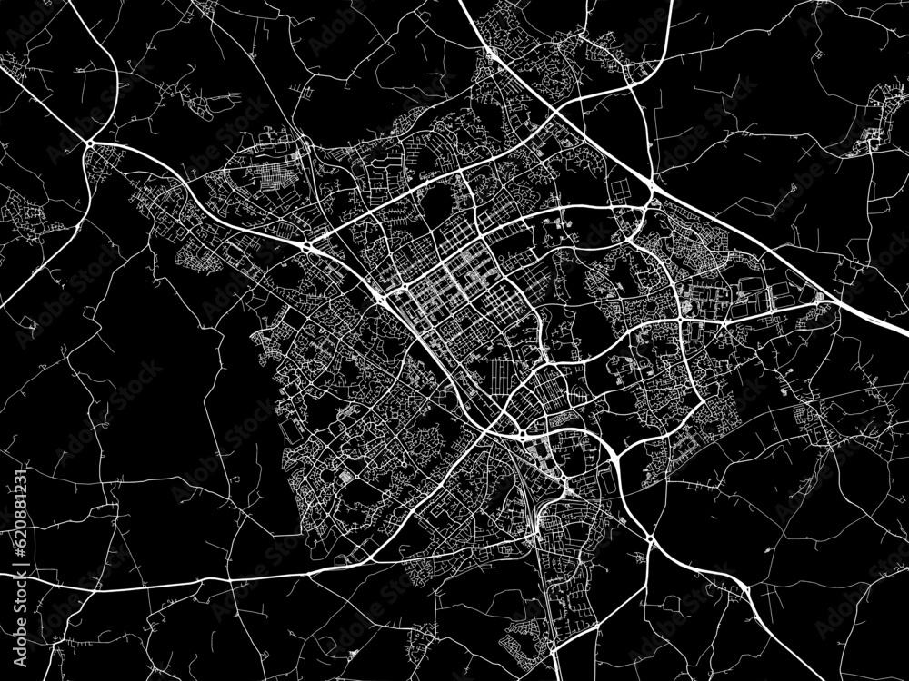 Vector road map of the city of Milton Keynes in the United Kingdom on a ...