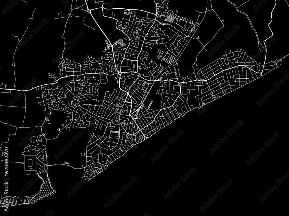 Vector road map of the city of Clacton-on-Sea in the United Kingdom on ...