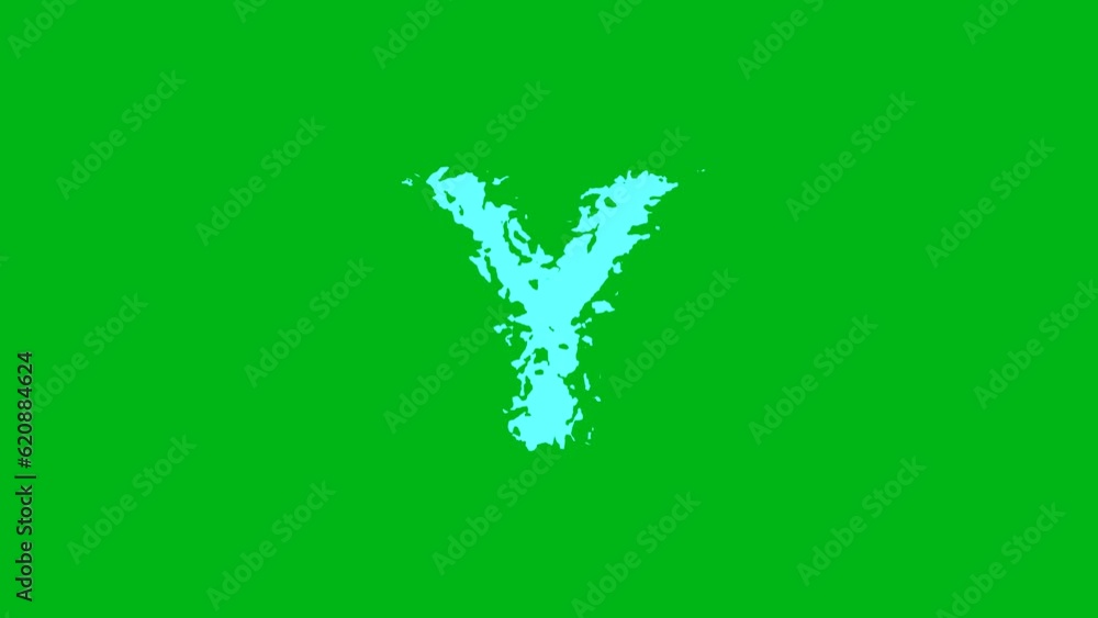 English alphabet Y with water waves on green screen background Stock ...