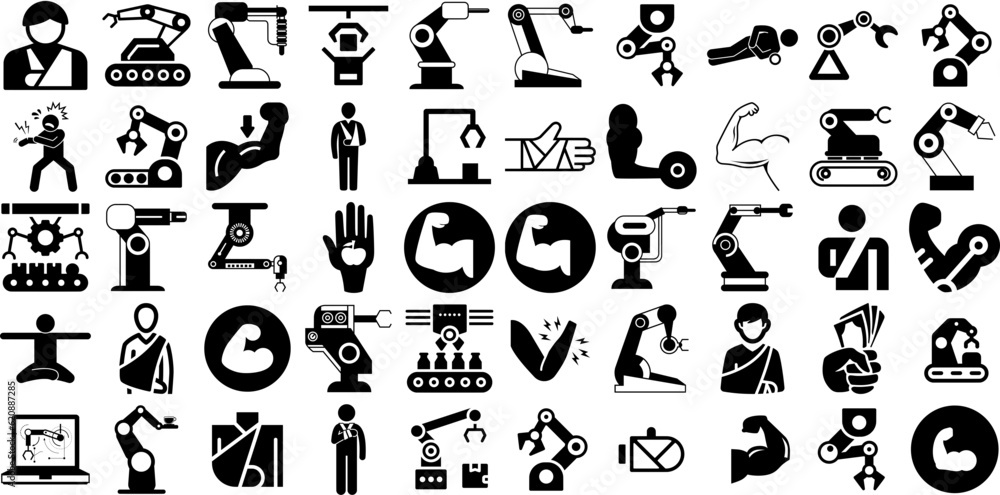 Huge Set Of Arm Icons Bundle Hand-Drawn Solid Design Clip Art Bicep ...