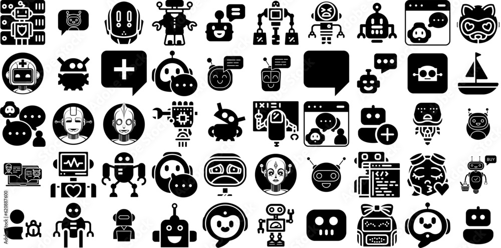 Huge Collection Of Bot Icons Bundle Linear Vector Signs Chat, Service ...