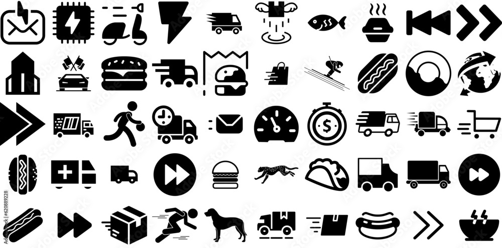 Big Set Of Fast Icons Pack Flat Vector Symbols Icon, Slow, Symbol, Thin ...