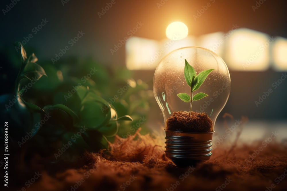 light bulb with green seed, Nurturing Growth: CGI Image of a Seedling ...