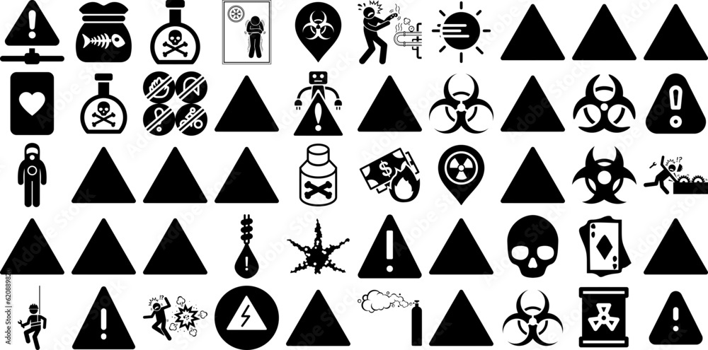 Vetor de Massive Set Of Hazard Icons Collection Solid Vector Clip Art ...