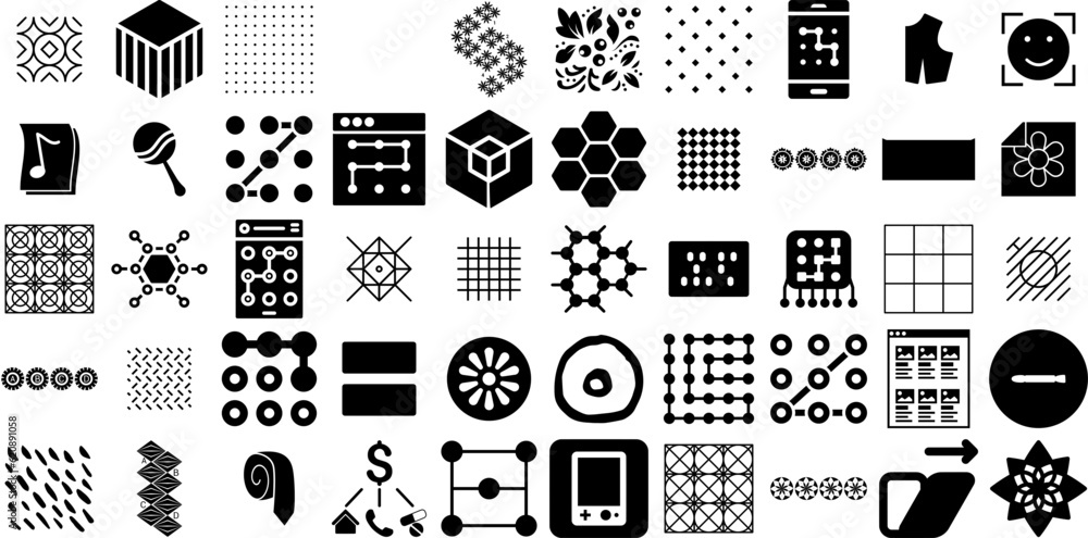 Mega Set Of Pattern Icons Bundle Hand-Drawn Linear Concept Symbols Icon ...