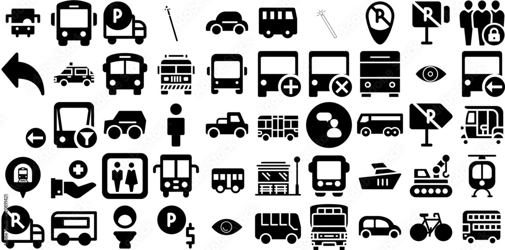 Huge Collection Of Public Icons Pack Isolated Concept Pictogram ...