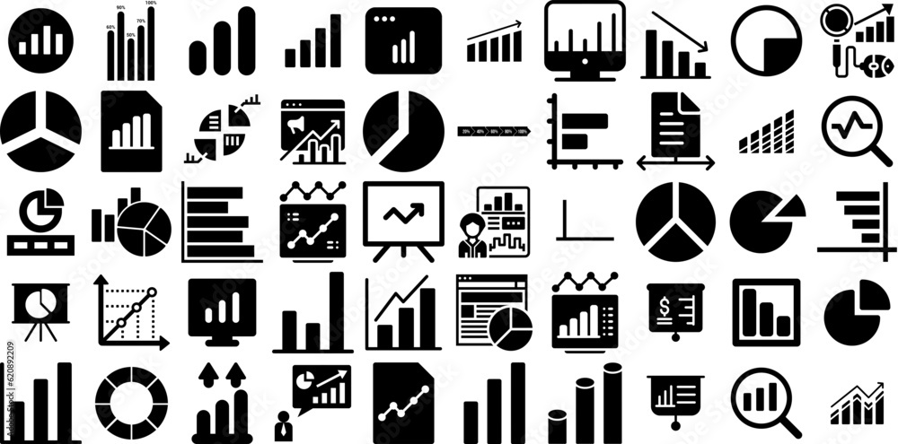 Big Collection Of Statistic Icons Collection Hand-Drawn Linear ...