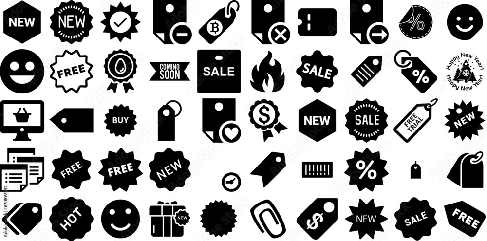 Massive Collection Of Sticker Icons Set Hand-Drawn Linear Drawing Web ...