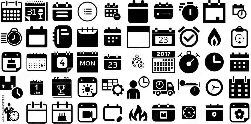 Massive Collection Of Schedule Icons Collection Hand-Drawn Black Modern ...