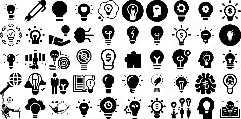 Huge Set Of Idea Icons Collection Flat Design Clip Art Person, Teacher ...