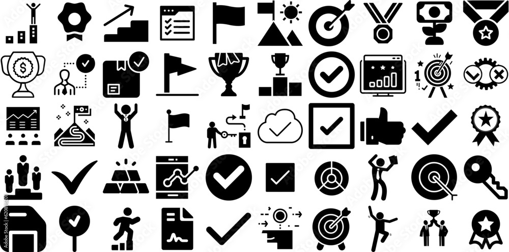 Big Set Of Success Icons Bundle Black Vector Symbol Partnership, Icon ...
