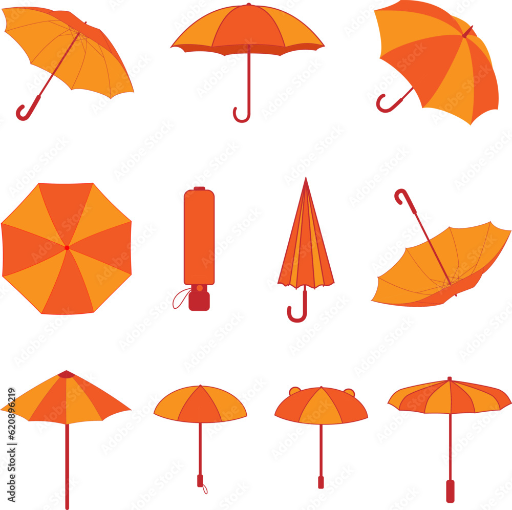 set of umbrellas vector, Collection of 11 vector umbrellas Stock Vector | Adobe Stock