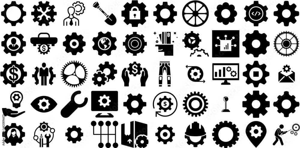 Big Set Of Gear Icons Collection Linear Modern Symbols Tool ...