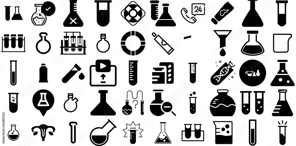 Vetor de Massive Set Of Tube Icons Bundle Hand-Drawn Solid Simple ...