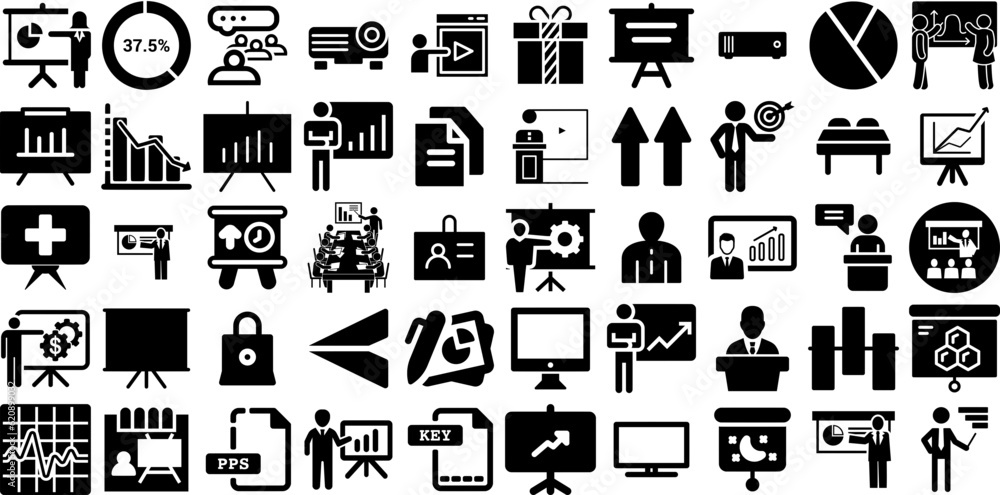 Mega Collection Of Presentation Icons Collection Isolated Concept ...