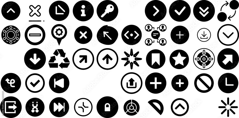 Vetor de Big Set Of Circle Icons Pack Hand-Drawn Solid Concept Glyphs ...