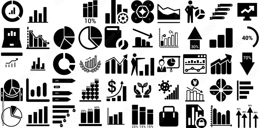 Mega Collection Of Chart Icons Collection Hand-Drawn Black Concept ...