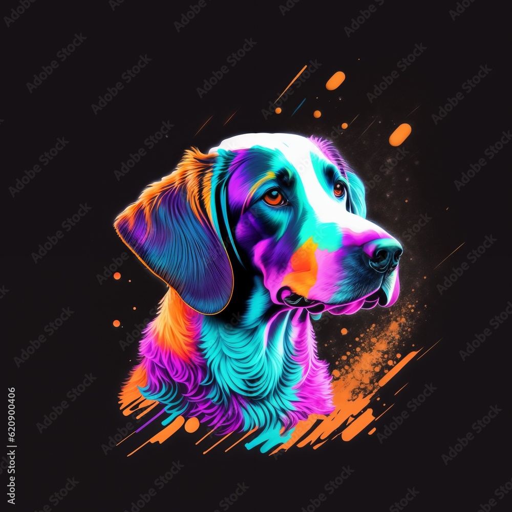 Bright drawing of a dog, English Setter (Laverack Setter), on a T-shirt ...