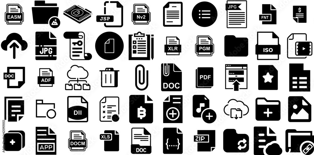 Huge Collection Of File Icons Pack Hand-Drawn Black Design Glyphs ...