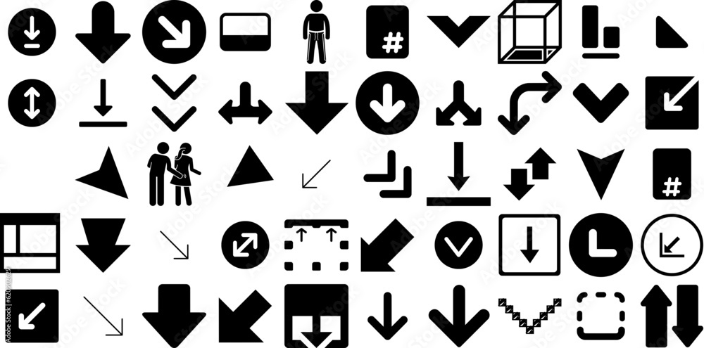 Huge Collection Of Bottom Icons Collection Hand-Drawn Isolated Design ...
