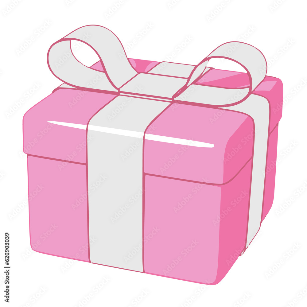 Cartoon style gift box. 2d illustration. Stock Illustration | Adobe Stock