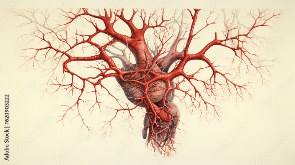 A medical illustration showcasing the branching structure of the ...