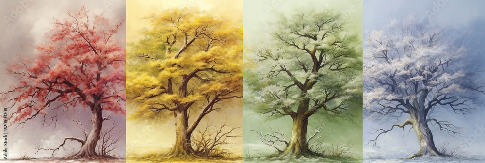 Four Trees Representing the Seasons. Created using generative AI tools ...