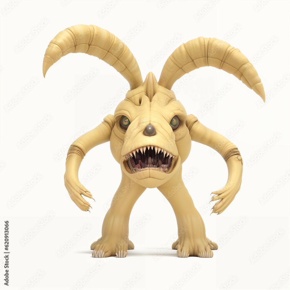 Cartoon character with angry face and long ears. Isolated on white ...