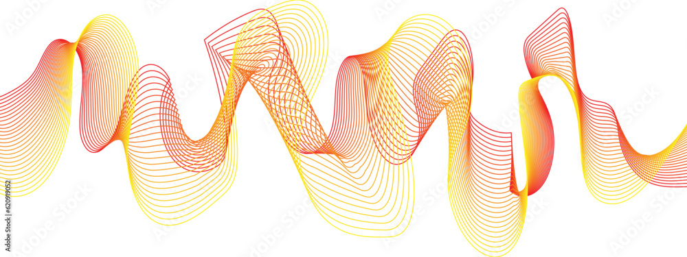 Abstract colorful red and yellow blend wave lines and technology ...