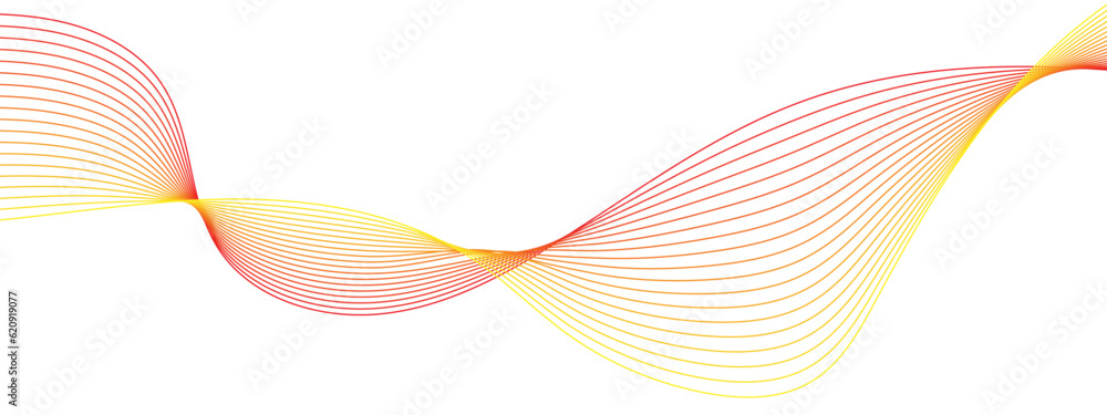 Vetor de Abstract colorful red and yellow blend wave lines and ...