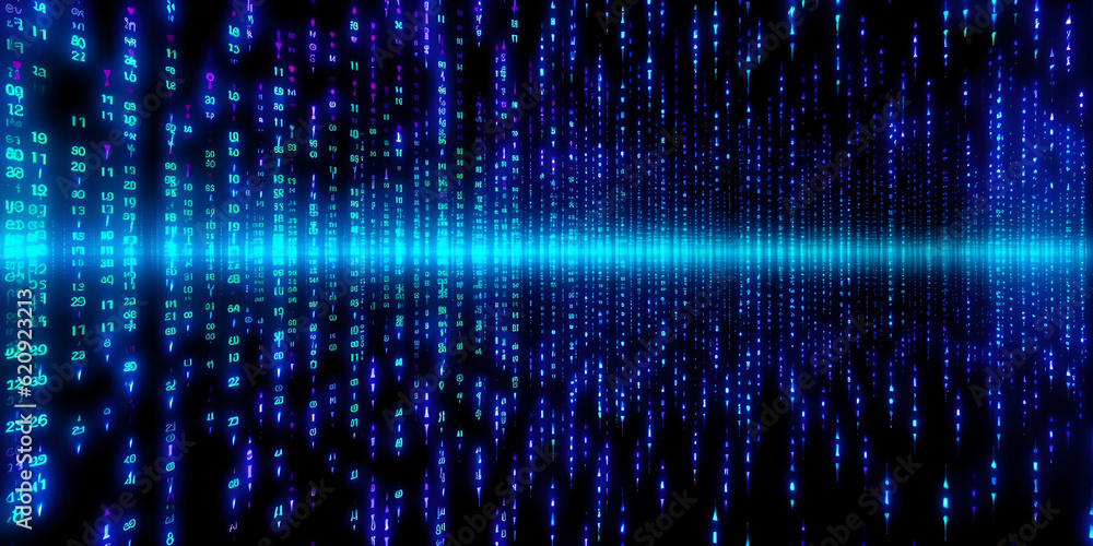 Digital Background Blue Matrix Binary Computer Code Hacker Concept 3d Rendering Ai Generative