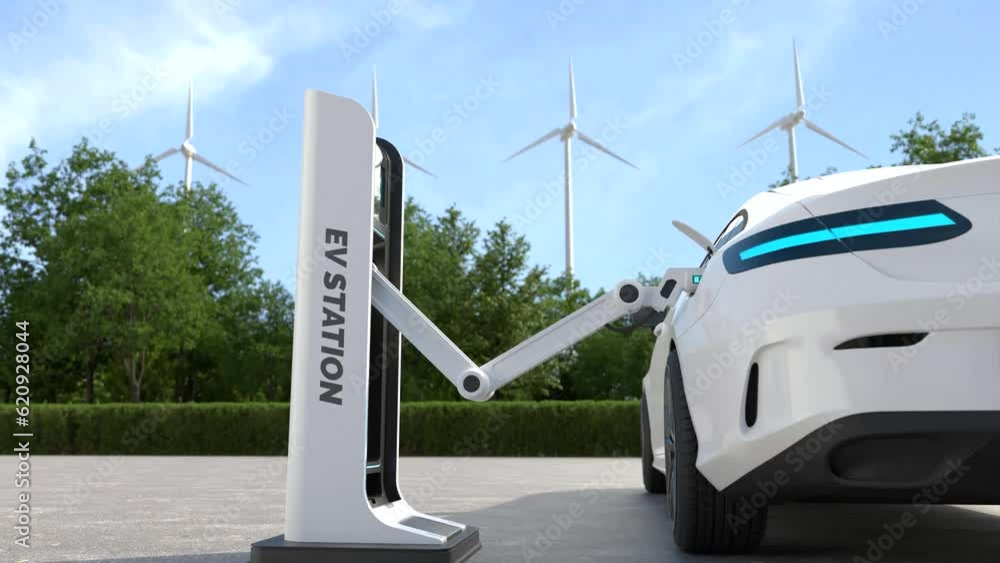 Robot charging electric car, Automatic electric car charging stations ...