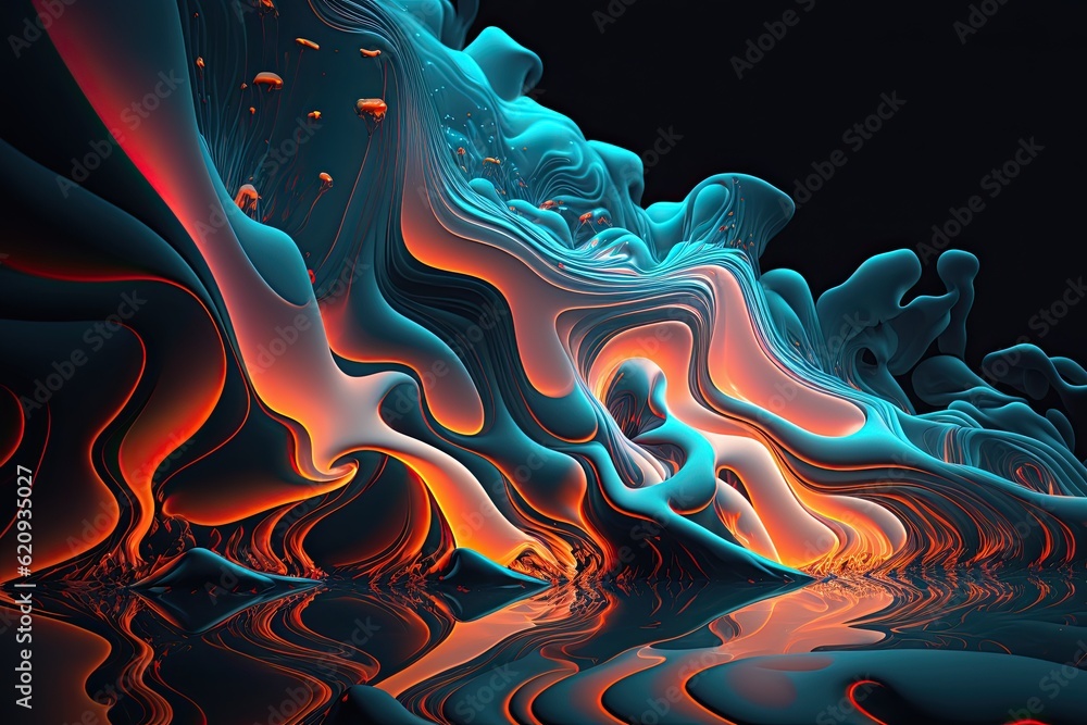 Fluid liquid abstract wavy mountain pattern, biology, membrane ...