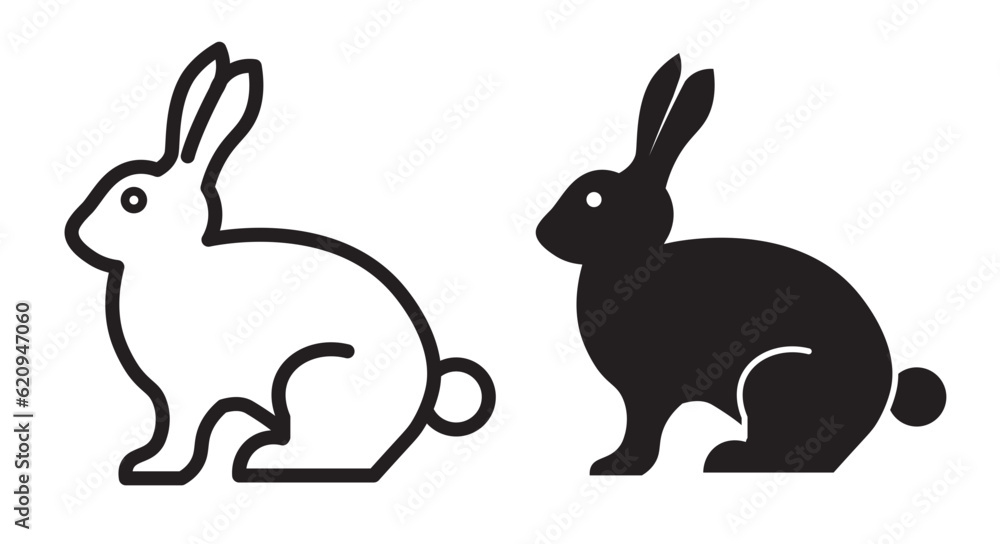 Rabbit icon set. Cute bunny animal line vector symbol. Stock Vector ...