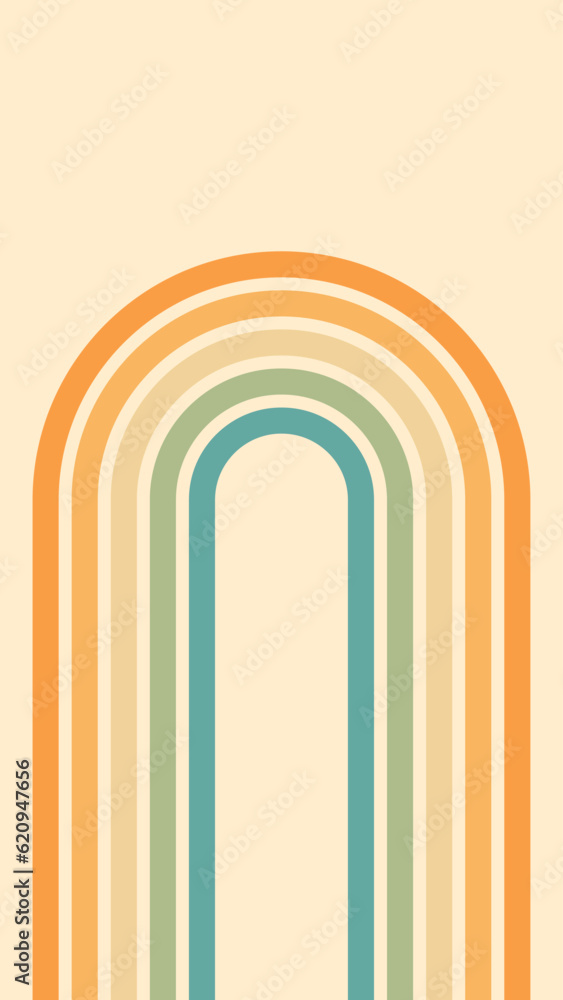 Abstract background of rainbow groovy Wavy Line design in 1970s Hippie ...