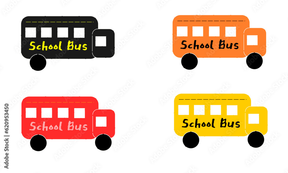 set of school bus icons. Vector cartoon style school bus isolated on ...