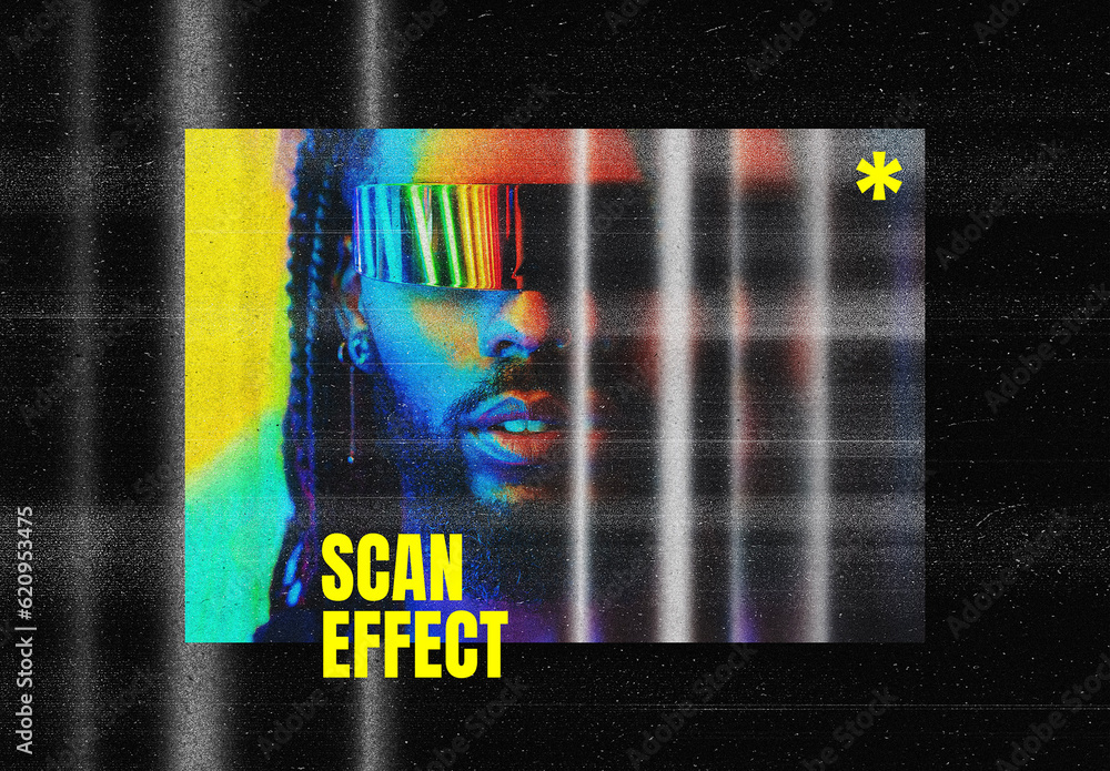 Disrupted Scanner Photo Effect Mockup Stock Template | Adobe Stock