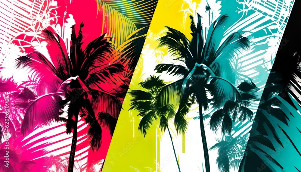 Colorful Background / Digital Art / Tropical Palms / HQ / High ...