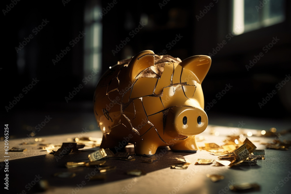 Broken piggy bank, money saving concept, AI Generated Stock ...