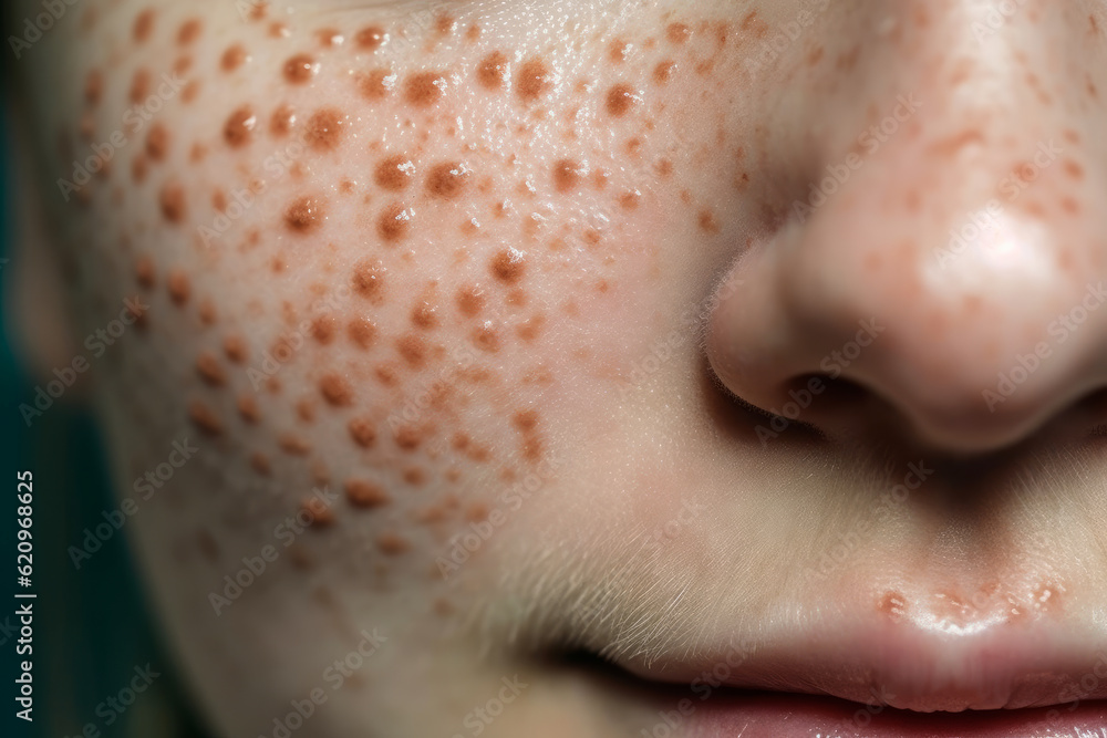 Infectious or viral skin disease, red pimples, blisters, rash and ...