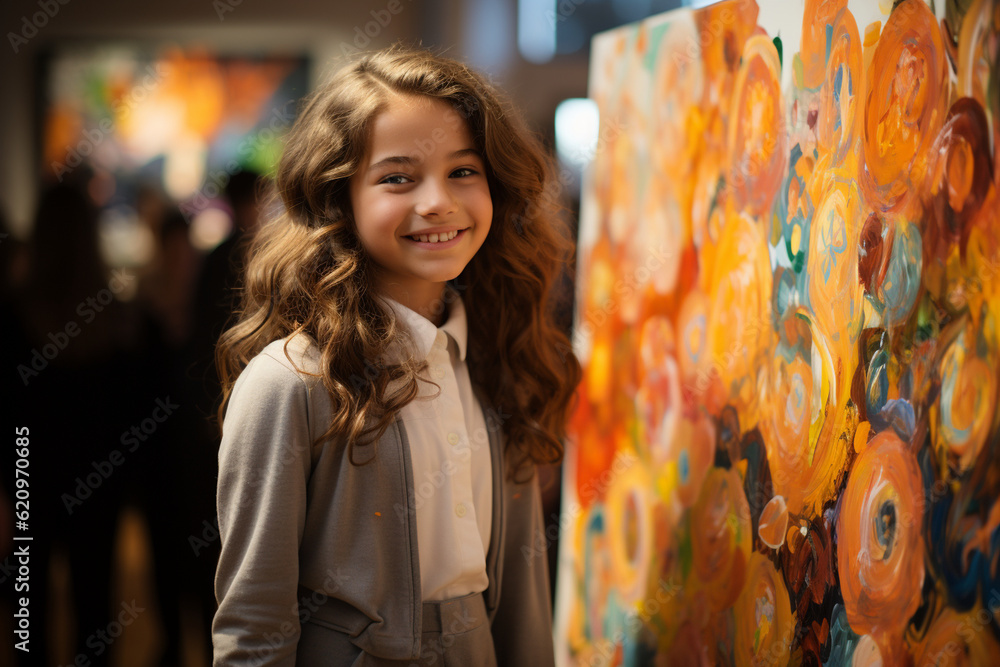 A student presenting their artwork in an art class, School, Back to ...